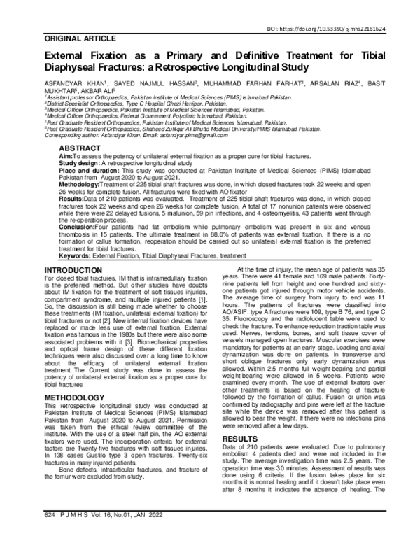 (PDF) External Fixation as a Primary and Definitive Treatment for ...