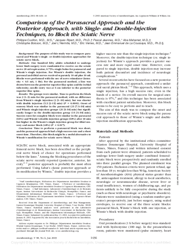(PDF) Comparison of the Parasacral Approach and the Posterior Approach ...