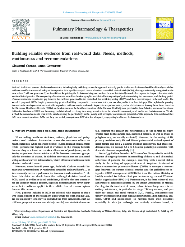 (PDF) Building reliable evidence from real-world data: Needs, methods ...