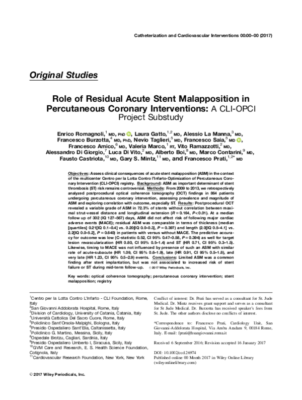 (PDF) Role of residual acute stent malapposition in percutaneous ...