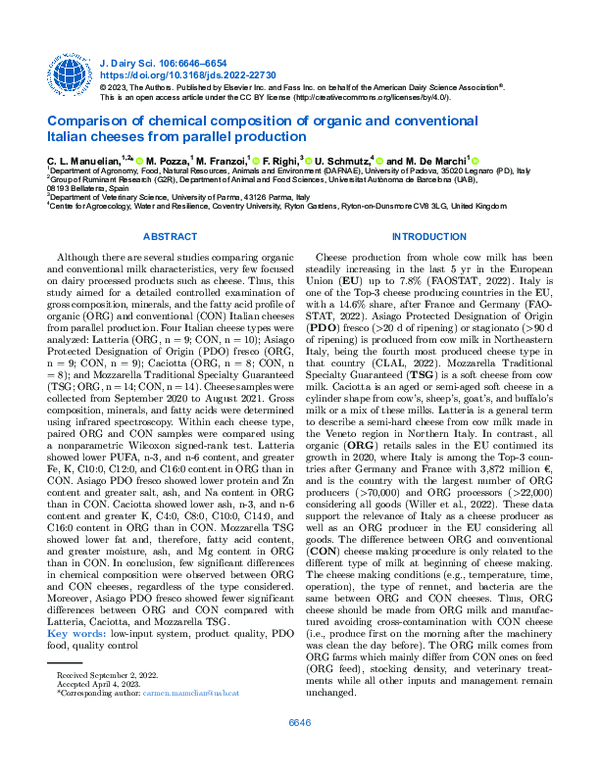 (PDF) Comparison of chemical composition of organic and conventional ...