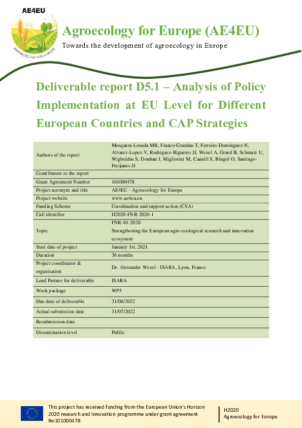 (PDF) D5.1 - Analysis of policy implementation at EU level and different European Countries and ...