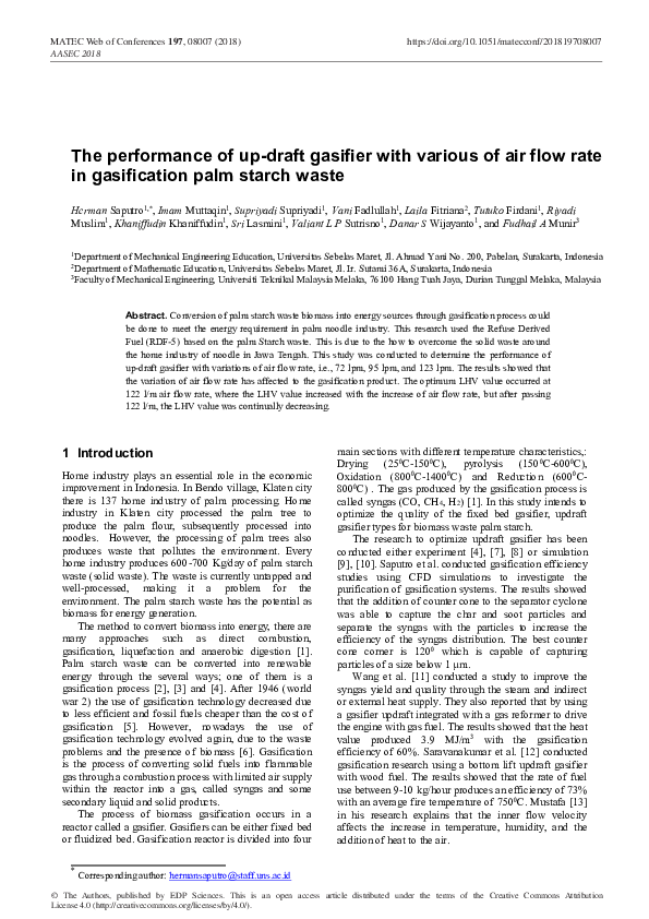 (PDF) The performance of up-draft gasifier with various of air flow ...