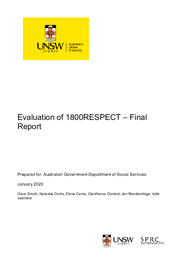 (PDF) Evaluation of 1800RESPECT – Final Report