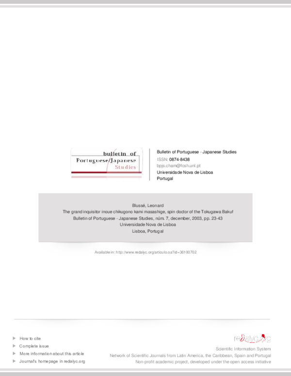 (PDF) The Grand Inquisitor Inoue Chikugo no Kami Masashige, spin doctor ...