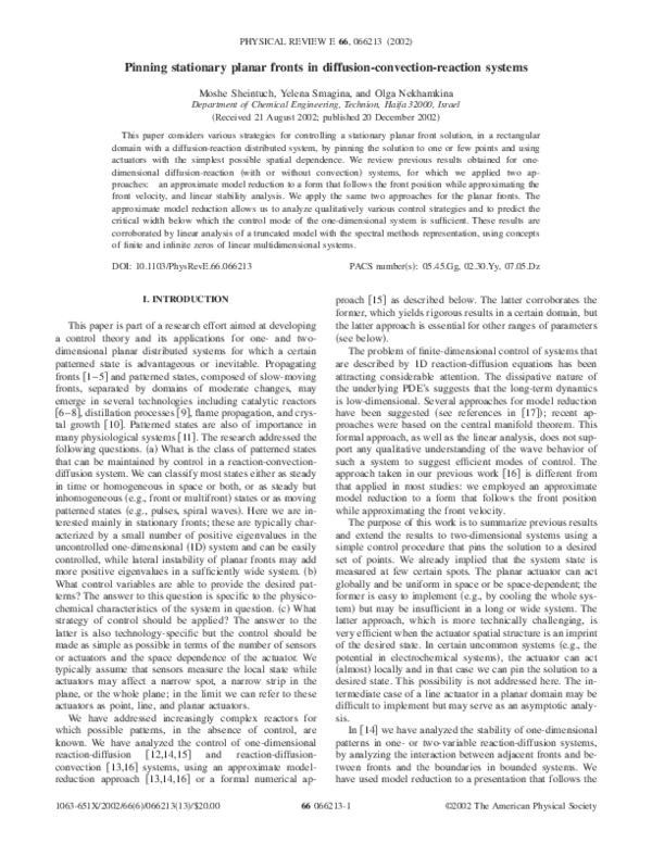 (PDF) Pinning stationary planar fronts in diffusion-convection-reaction ...