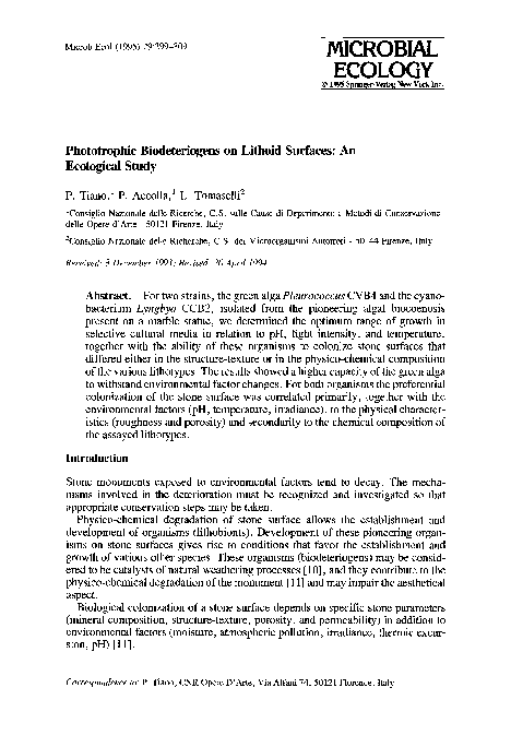 (PDF) Phototrophic biodeteriogens on lithoid surfaces: An ecological study