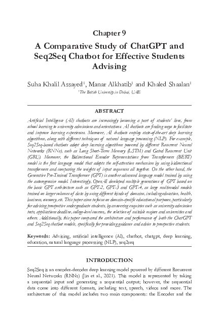 (PDF) A Comparative Study of ChatGPT and Seq2Seq Chatbot for Effective ...