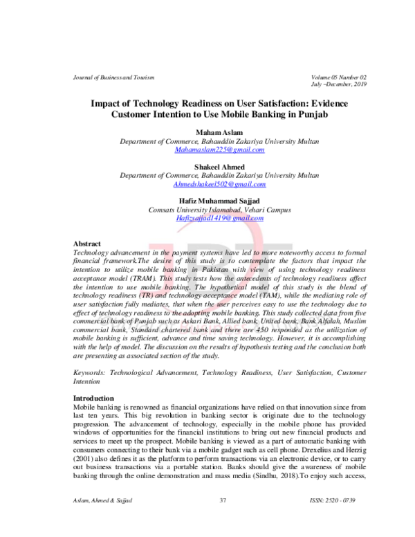 (PDF) Impact of Technology Readiness on User Satisfaction: Evidence ...