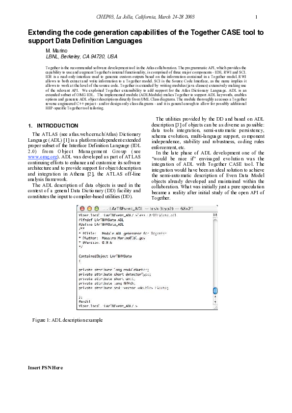 (PDF) Extending the code generation capabilities of the Together CASE ...