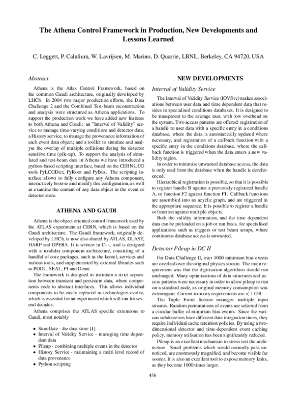 (PDF) The Athena Control Framework in Production, New Developments and ...