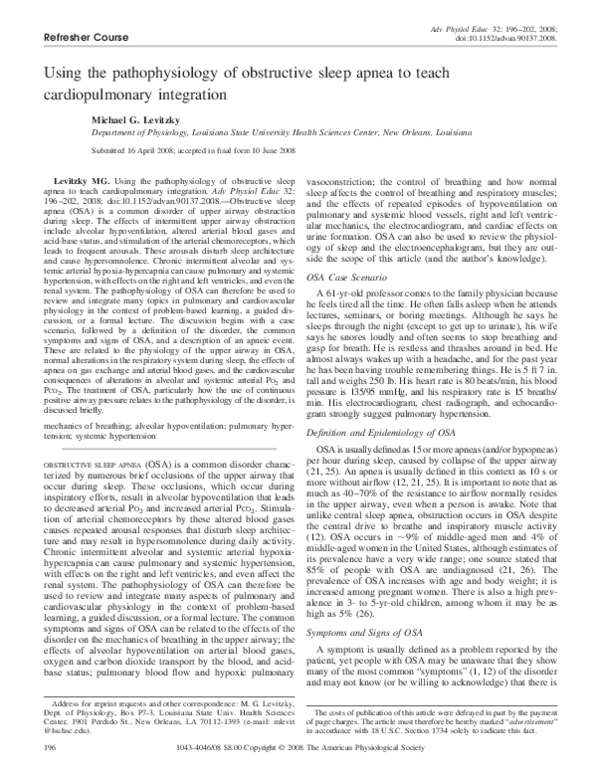 (PDF) Using the pathophysiology of obstructive sleep apnea to teach ...