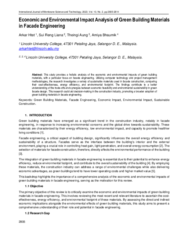 (PDF) Economic and Environmental Impact Analysis of Green Building ...