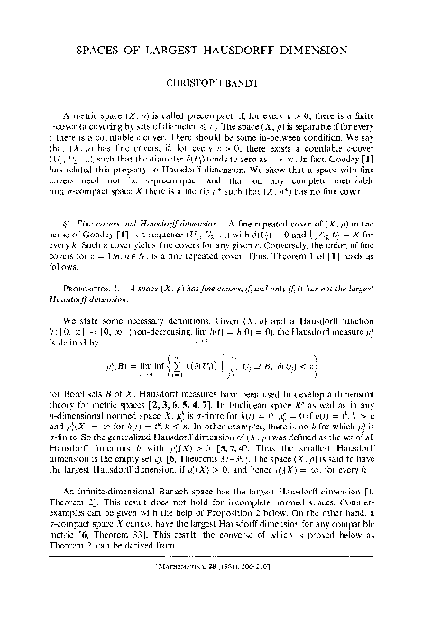 (PDF) Spaces of largest Hausdorff dimension