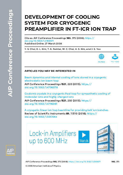 (PDF) Development of Cooling System for Cryogenic Preamplifier in FT ...