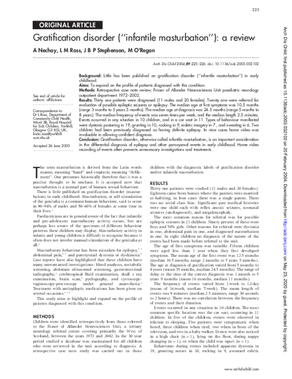 (PDF) Gratification disorder ("infantile masturbation"): a review