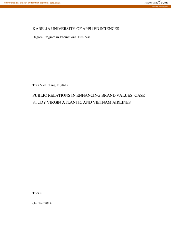 (PDF) Public Relations in enhancing brand values: case study Virgin ...
