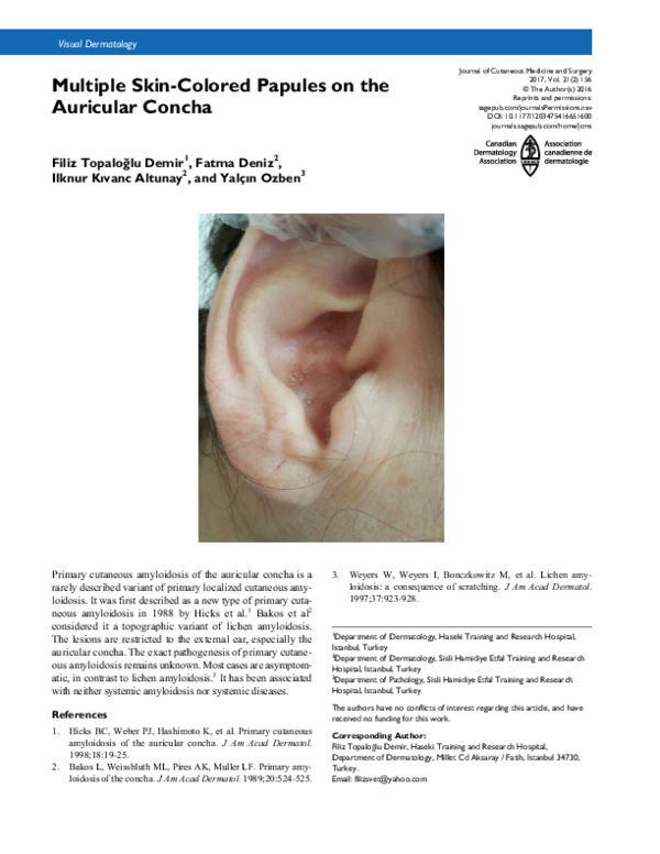 (PDF) Multiple Skin-Colored Papules on the Auricular Concha