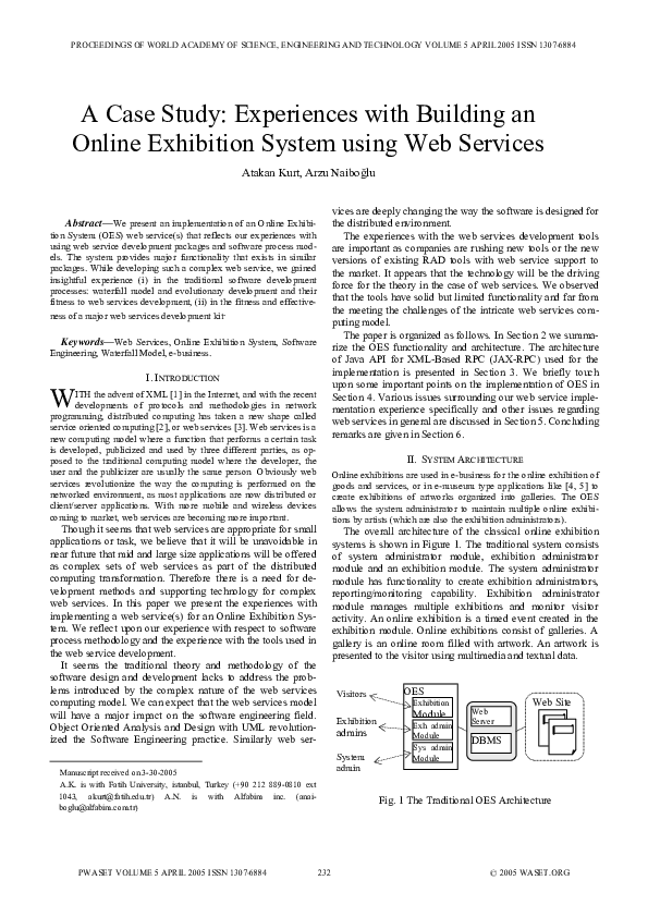 (PDF) A Case Study: Experiences With Building An Online Exhibition System Using Web Services ...