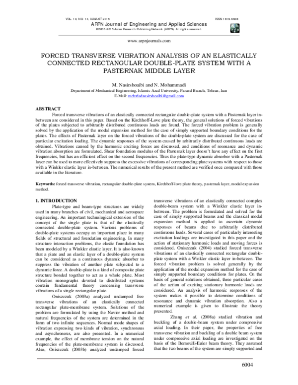 (PDF) Forced Transverse Vibration Analysis of an Elastically Connected ...