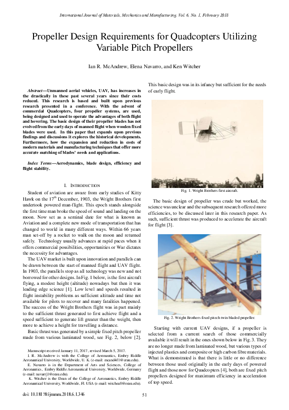(PDF) Propeller Design Requirements for Quadcopters Utilizing Variable ...