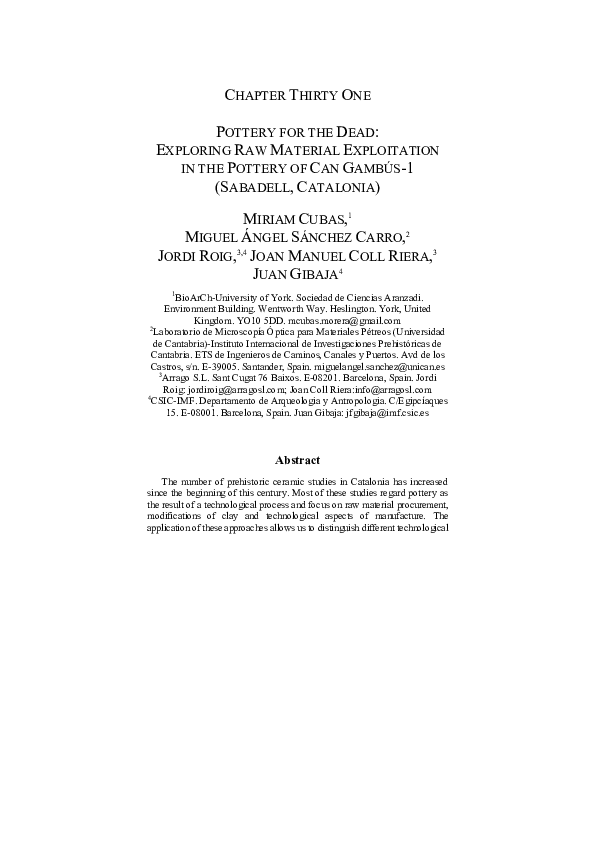 (PDF) CHAPTER THIRTY ONE POTTERY FOR THE DEAD: EXPLORING RAW MATERIAL ...