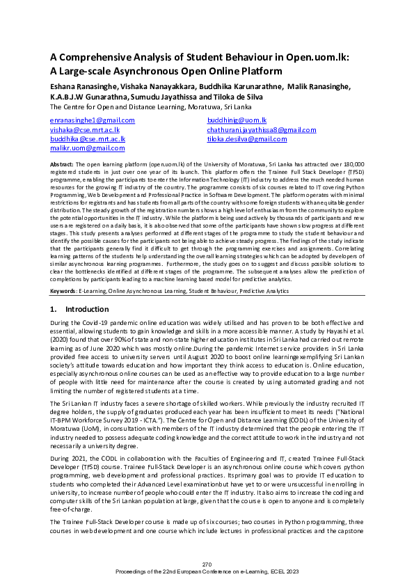 (PDF) A Comprehensive Analysis on the Student Behaviour in Open.uom.lk ...