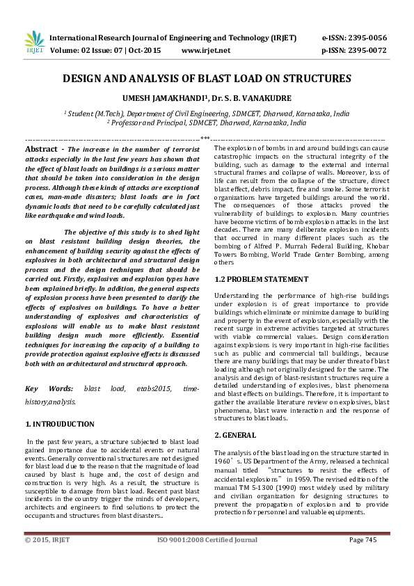 (PDF) Design and Analysis of Blast Load on Structures