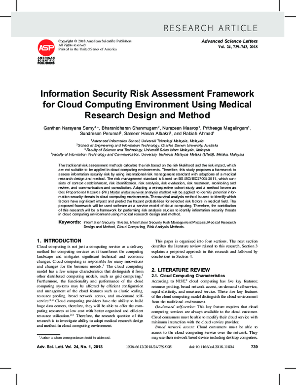 (PDF) Information Security Risk Assessment Framework for Cloud ...
