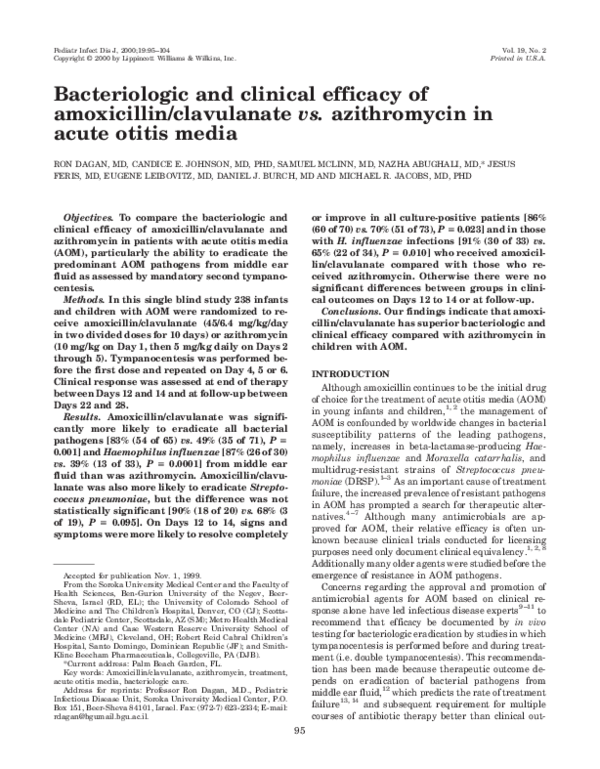 (PDF) Bacteriologic and clinical efficacy of amoxicillin/clavulanate vs ...