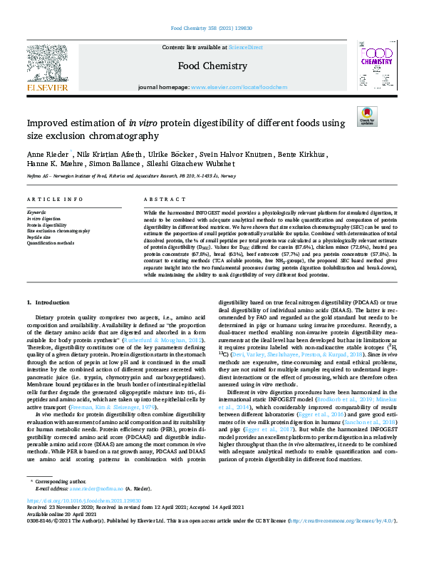 (PDF) Improved estimation of in vitro protein digestibility of ...