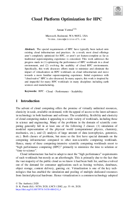 (PDF) Cloud Platform Optimization for HPC | AMAN VERMA - Academia.edu