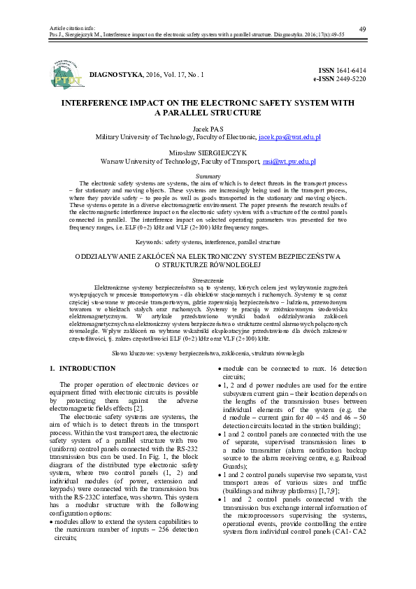 (PDF) Interference impact on the electronic safety system with a ...