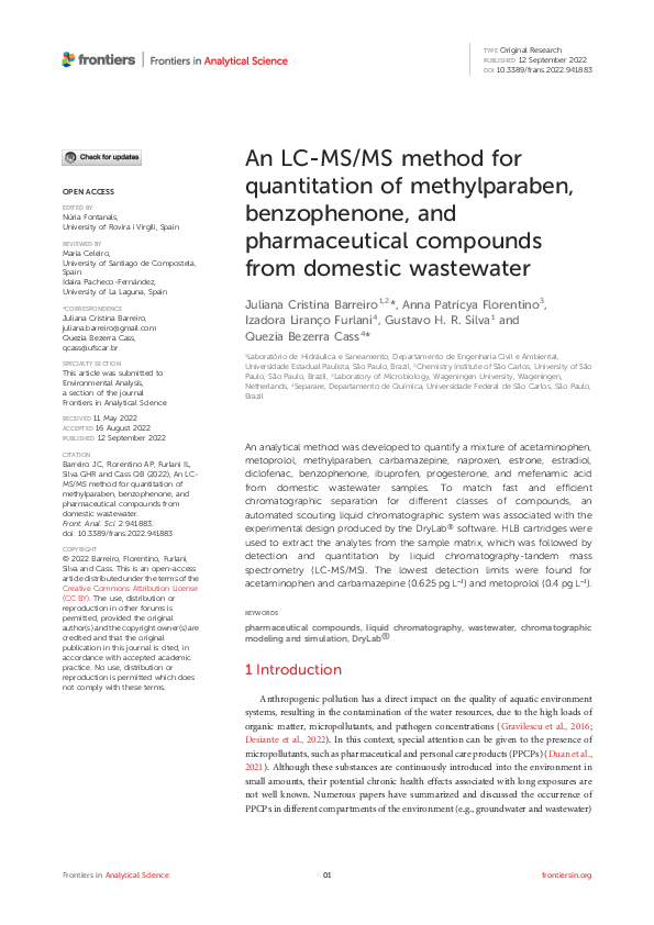 (PDF) An LC-MS/MS method for quantitation of methylparaben ...