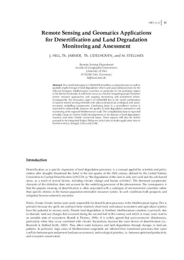 (PDF) Remote Sensing and Geomatics Applications for Desertification and ...