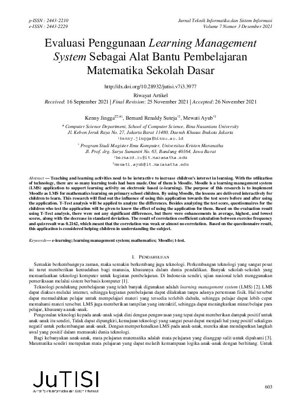 (PDF) Evaluasi Penggunaan Learning Management System Sebagai Alat Bantu Pembelajaran Matematika ...