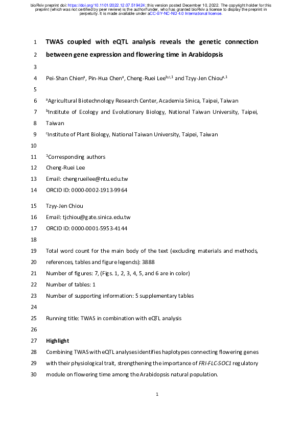 (PDF) TWAS coupled with eQTL analysis reveals the genetic connection between gene expression and ...