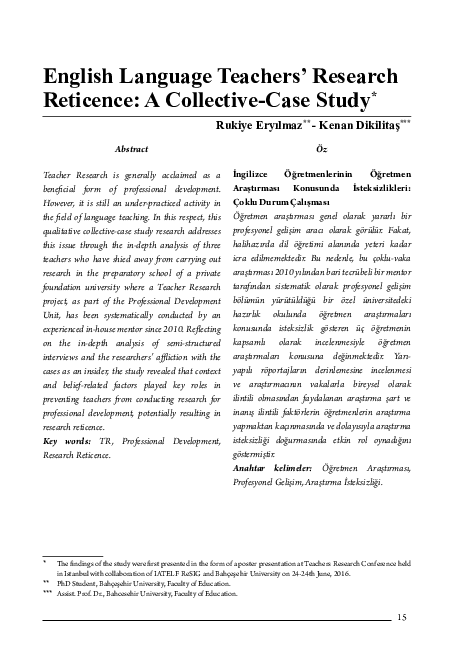 (PDF) English language teachers’ research reticence: a collective-case ...
