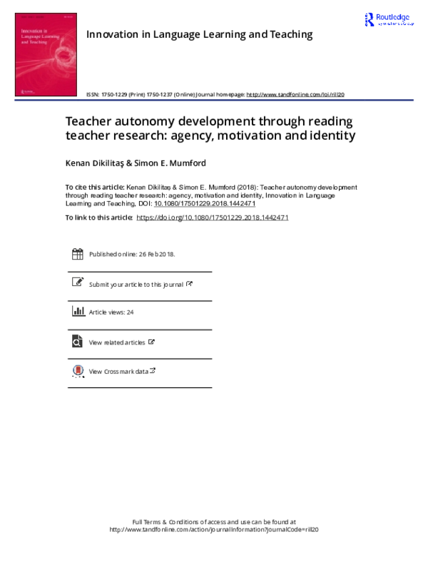 (PDF) Teacher autonomy development through reading teacher research ...