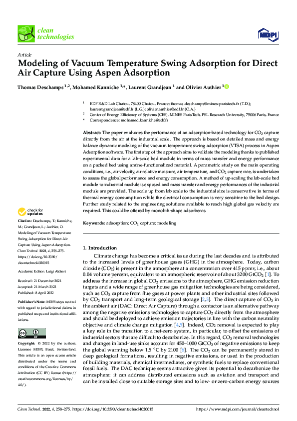 (PDF) Modeling of Vacuum Temperature Swing Adsorption for Direct Air ...