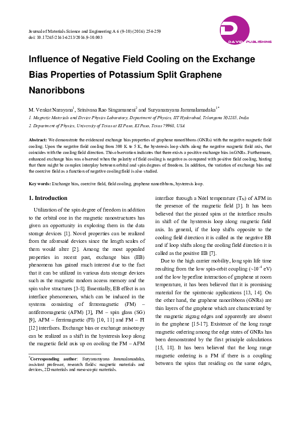 (PDF) Influence of Negative Field Cooling on the Exchange Bias ...