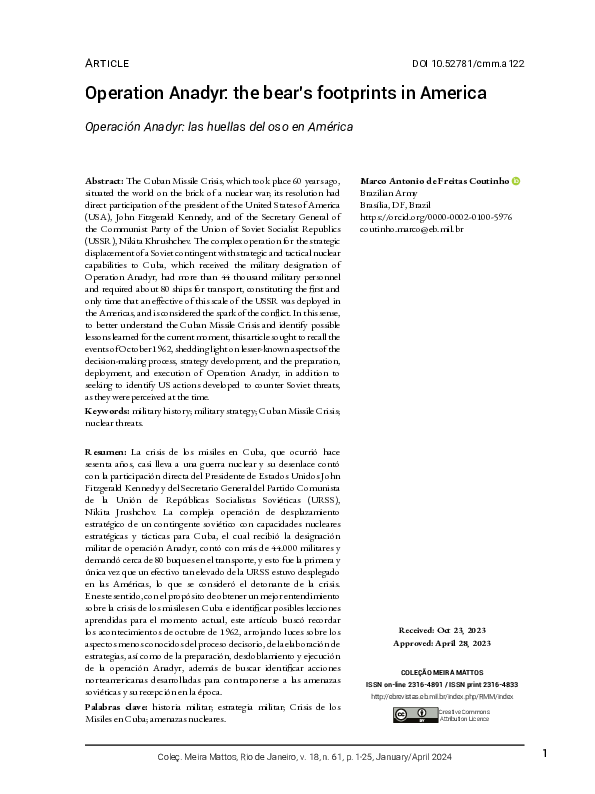 (PDF) Operation Anadyr: the bear's footprints in America