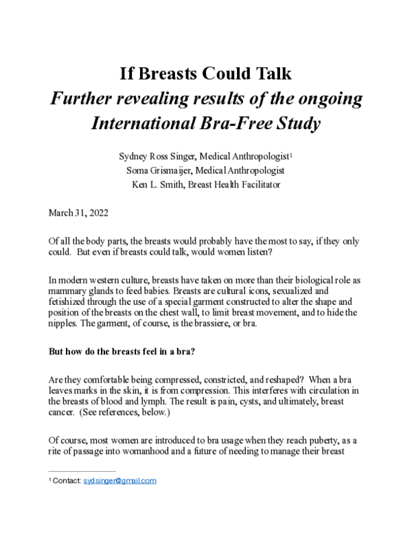 (PDF) IF BREASTS COULD TALK: Further revealing results of the ongoing ...