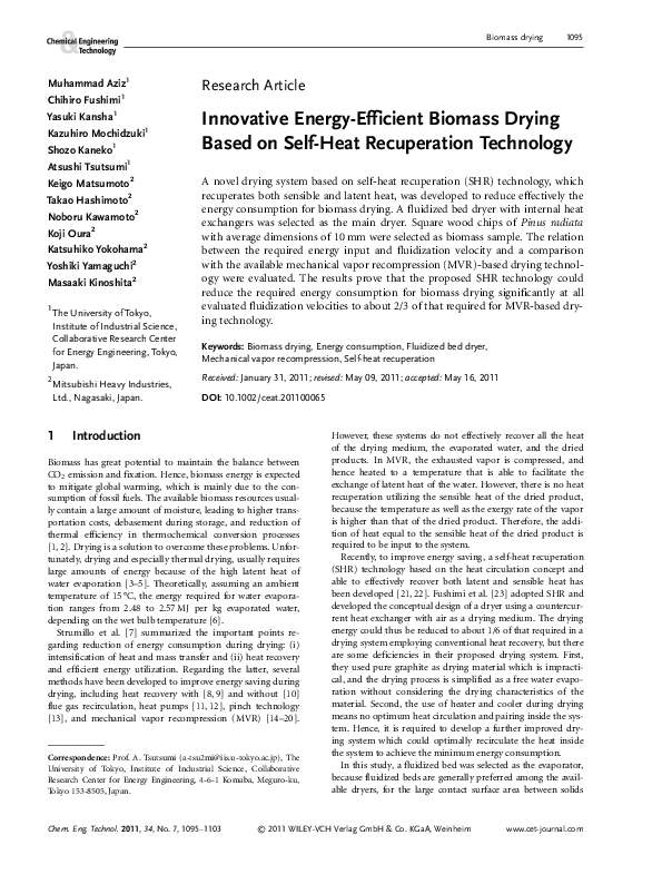 (PDF) Innovative Energy-Efficient Biomass Drying Based on Self-Heat ...