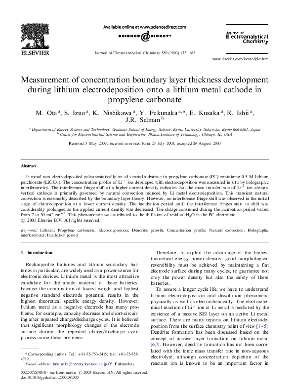 (PDF) Measurement of concentration boundary layer thickness development during lithium ...