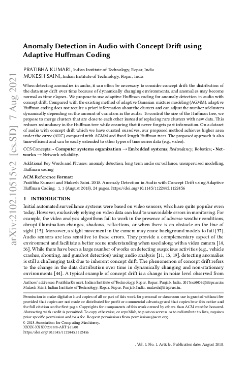 (PDF) Anomaly Detection in Audio With Concept Drift Using Dynamic ...