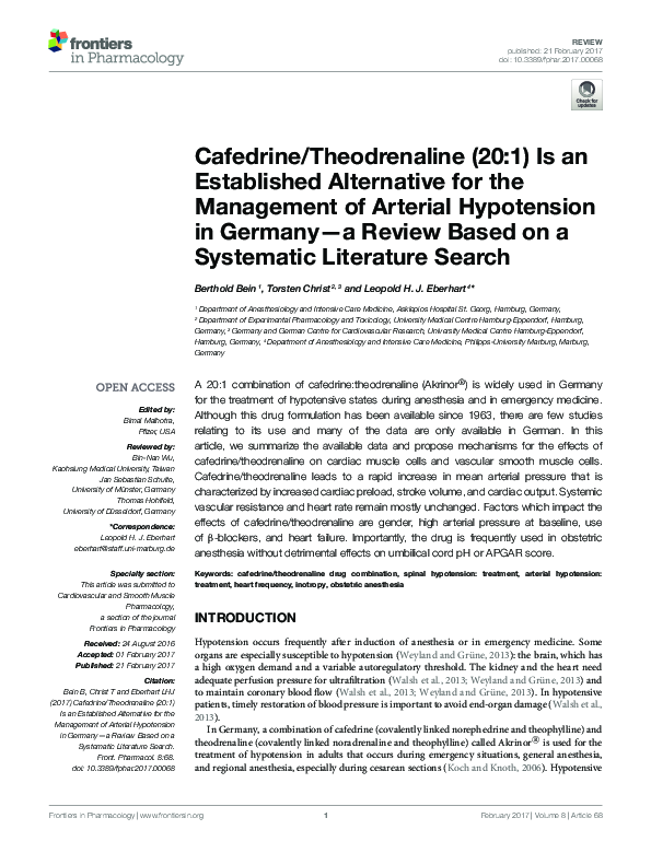(PDF) Cafedrine/Theodrenaline (20:1) Is an Established Alternative for ...