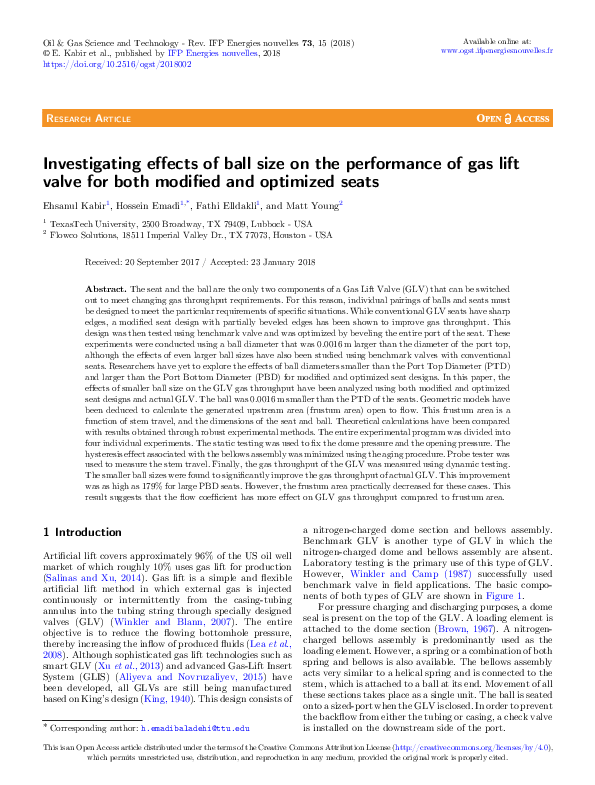 (PDF) Investigating effects of ball size on the performance of gas lift valve for both modified ...