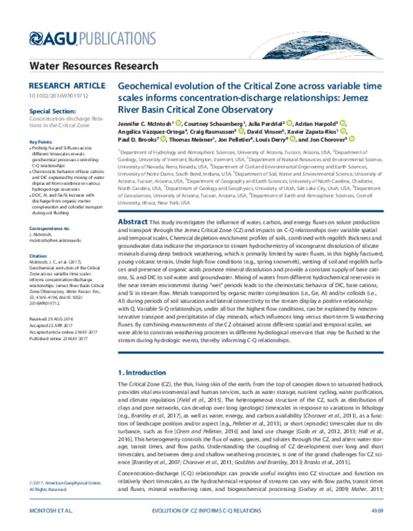 (PDF) Geochemical evolution of the Critical Zone across variable time ...