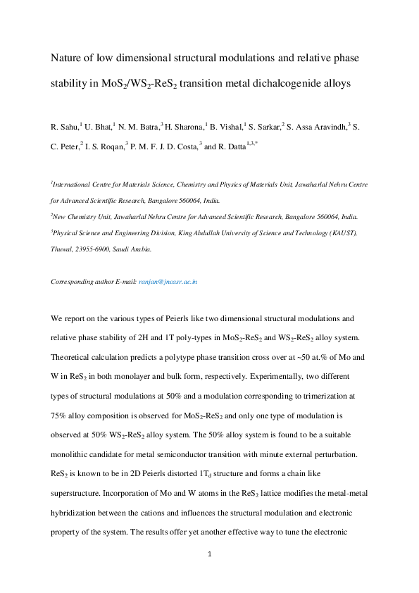 (PDF) Nature of low dimensional structural modulations and relative ...